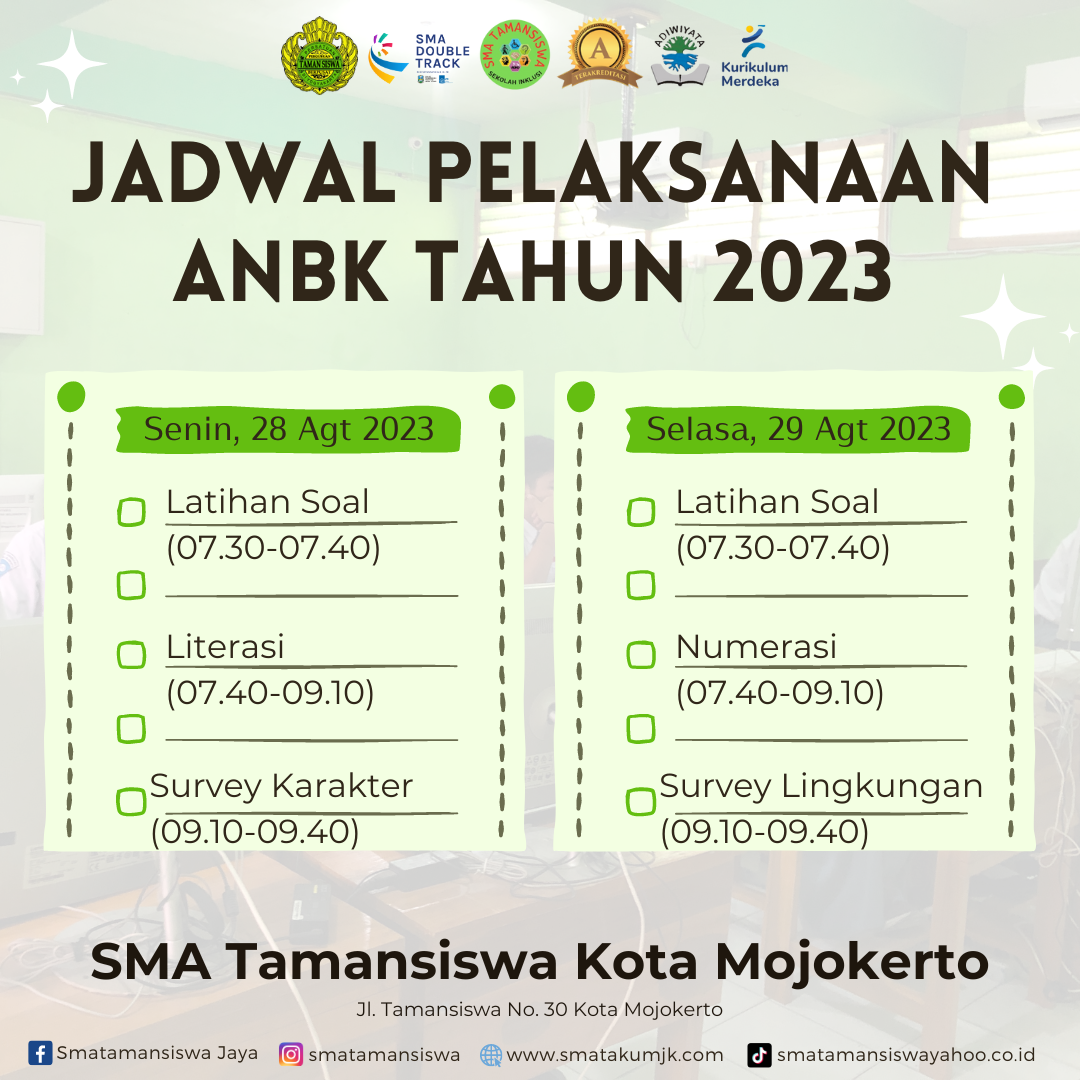 Selamat Menempuh ANBK dan Jadwal ANBK 2023 – SMA TAMANSISWA